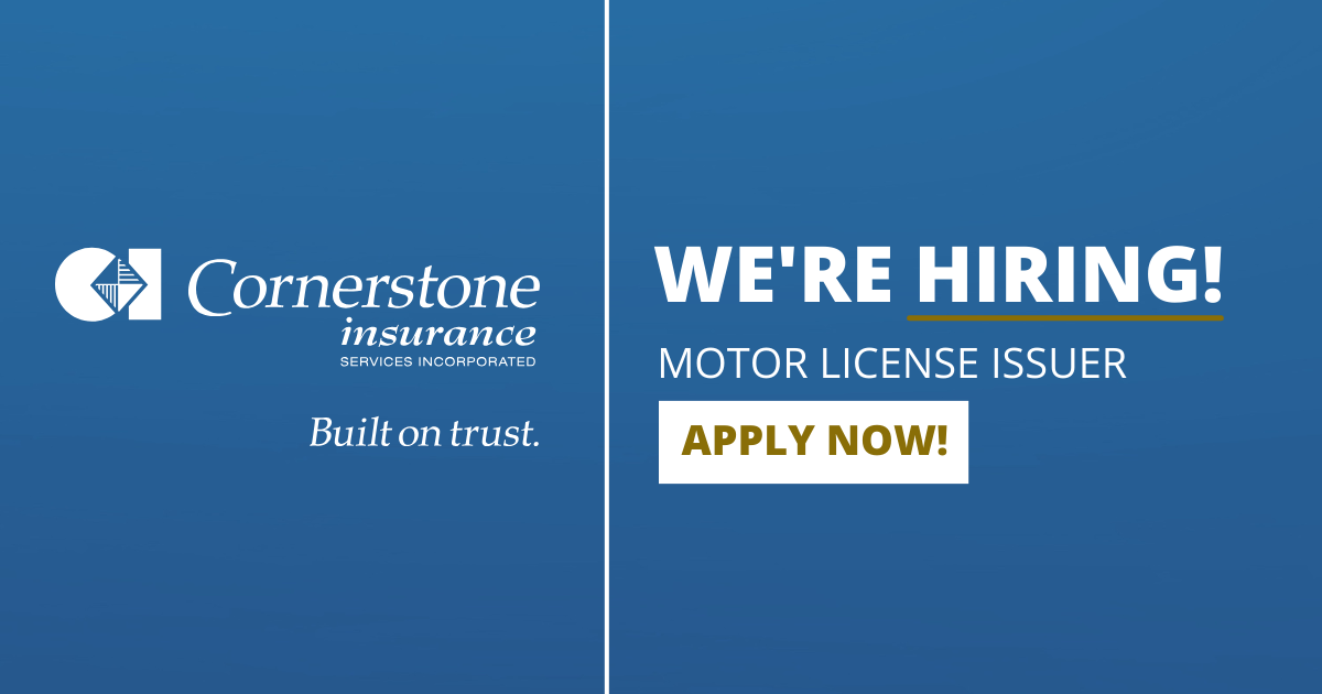 Motor License Issuer | Cornerstone Insurance